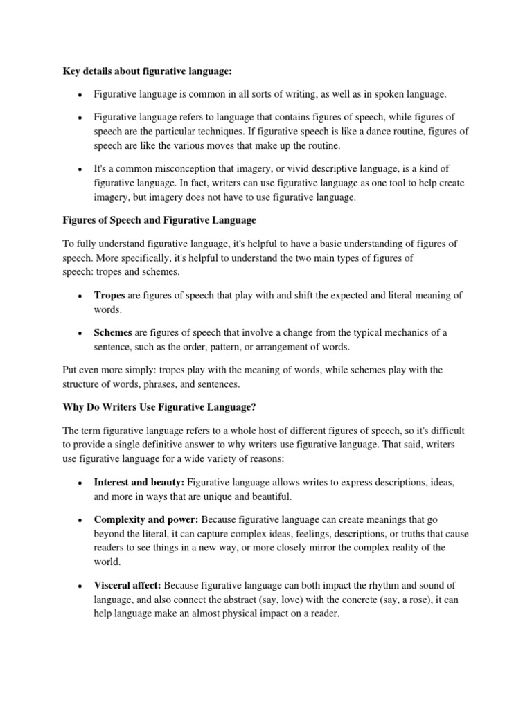 Figurative Language Techniques Notes | PDF | Mr. Darcy | Linguistics