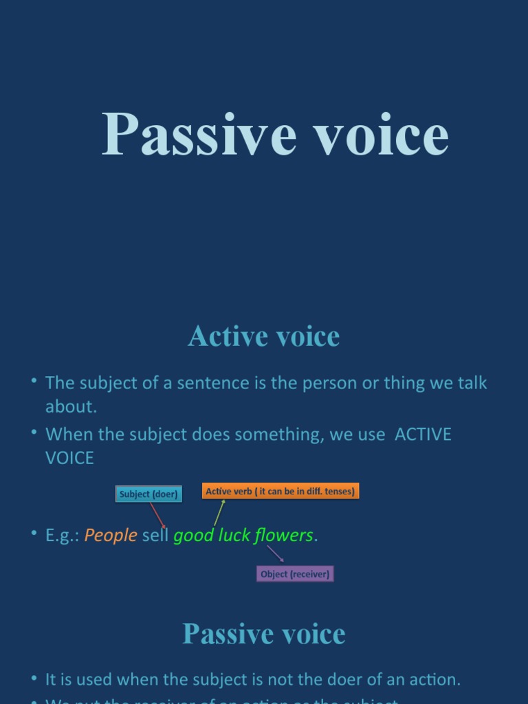 Passive Voice Grammar | PDF | Verb | Subject (Grammar)