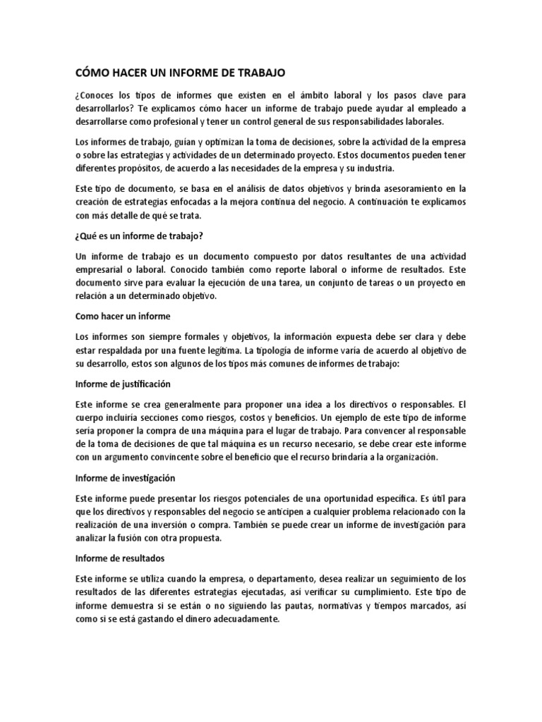 Cómo Hacer Un Informe de Trabajo | PDF | Toma de decisiones