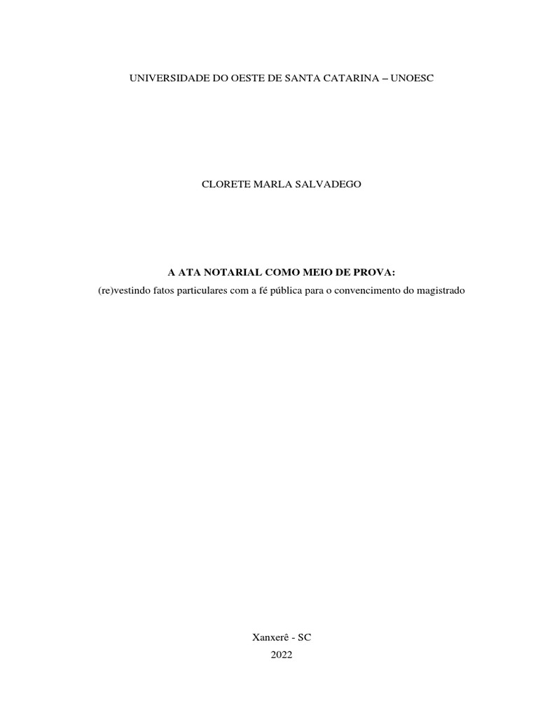 A Ata Notarial como meio de prova no Processo Civil | PDF | Prova ...