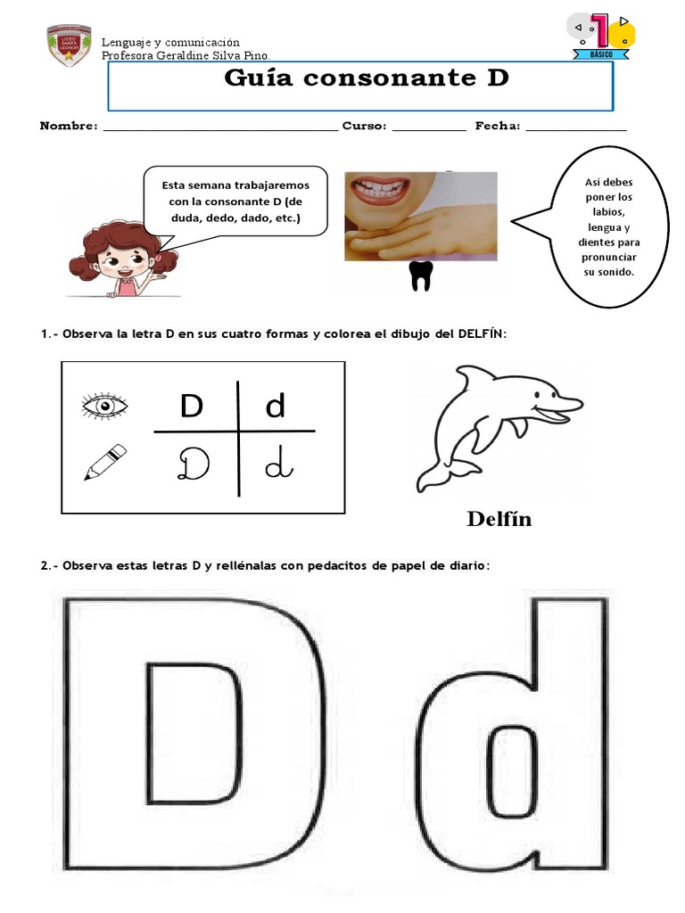 Guía de la consonante D para imprimir | PDF | Lingüística ...