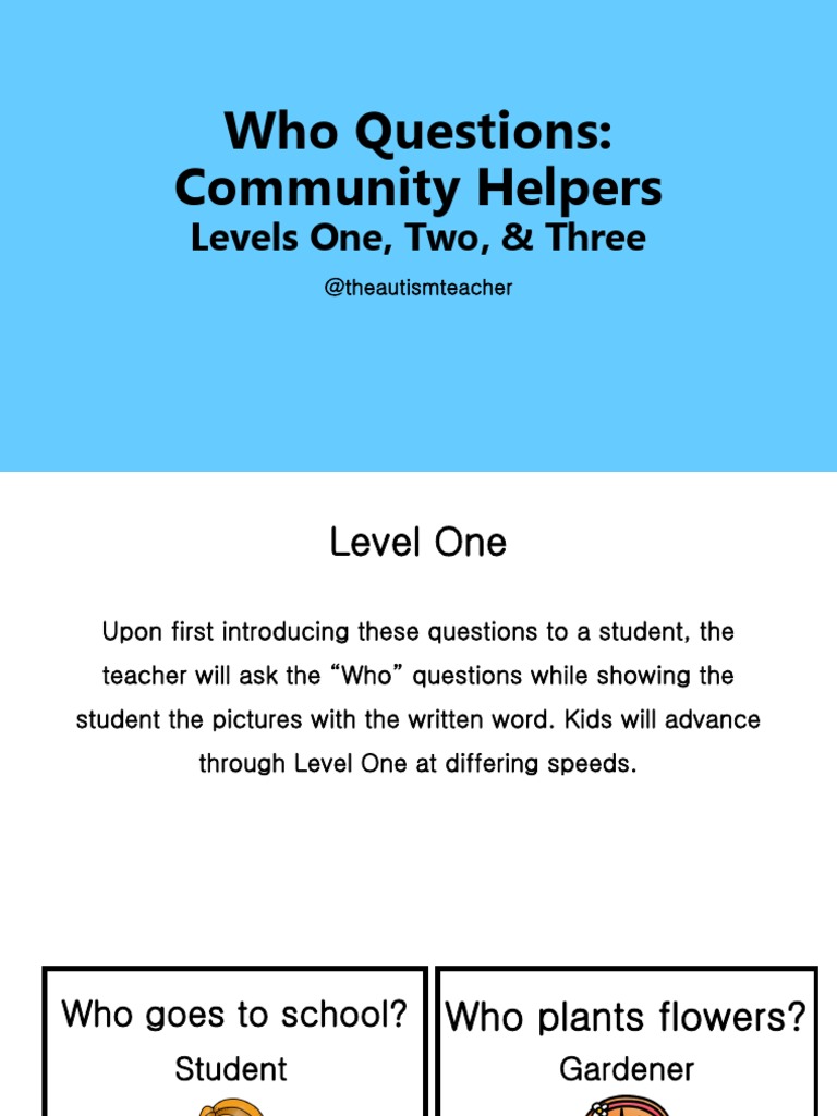 Who Questions for Community Helpers | PDF | Language Arts & Discipline ...