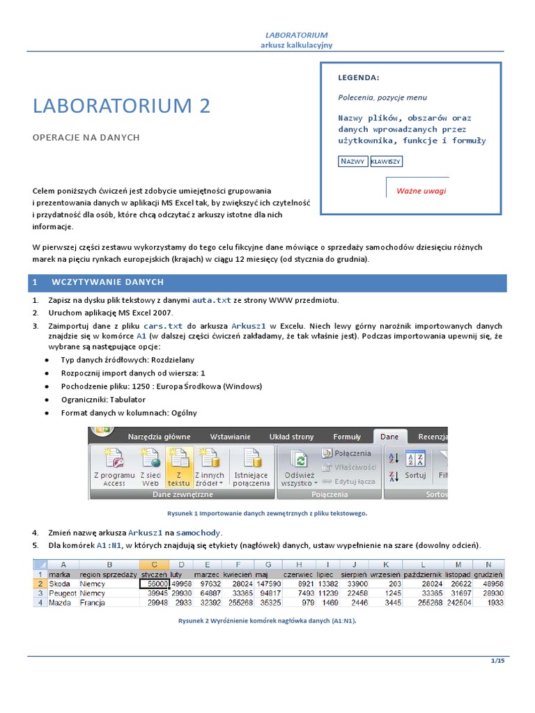 WSB Lab02 Excel Operacje | PDF