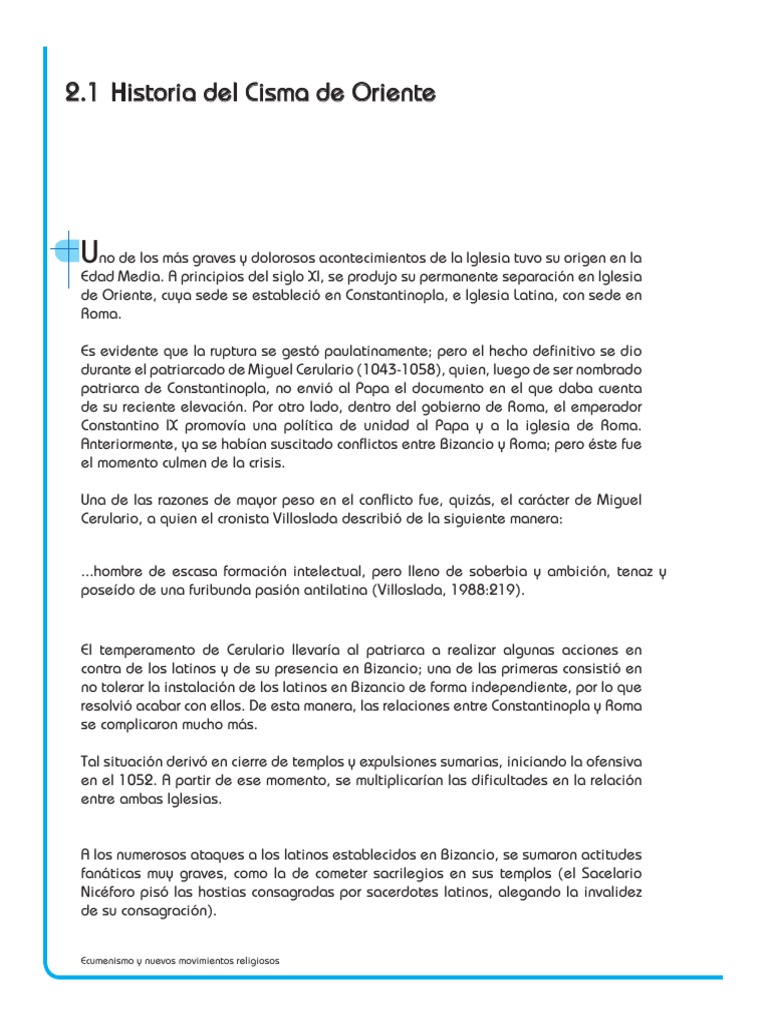 Cisma de Oriente: Ruptura y Conflicto | PDF | imperio Bizantino
