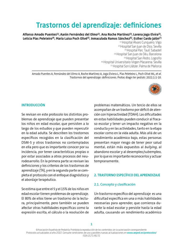 Trastornos Del Aprendizaje | PDF | Desorden hiperactivo y deficit de atencion | Aprendizaje