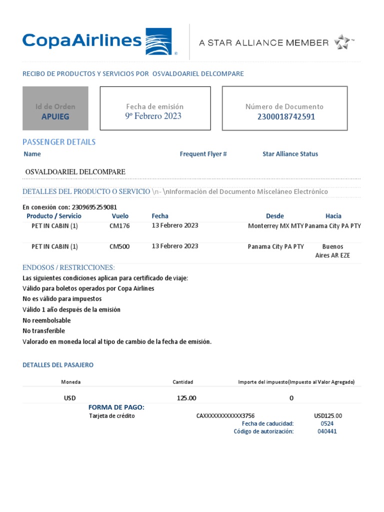 Emd - 1675904109709 Pago Mascota Copa | PDF