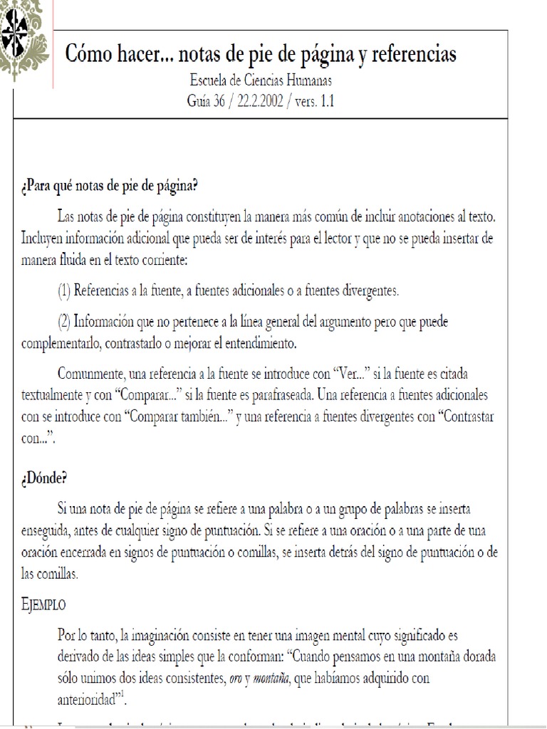 Cómo Hacer Notas de Pie de Página y Referencias | PDF