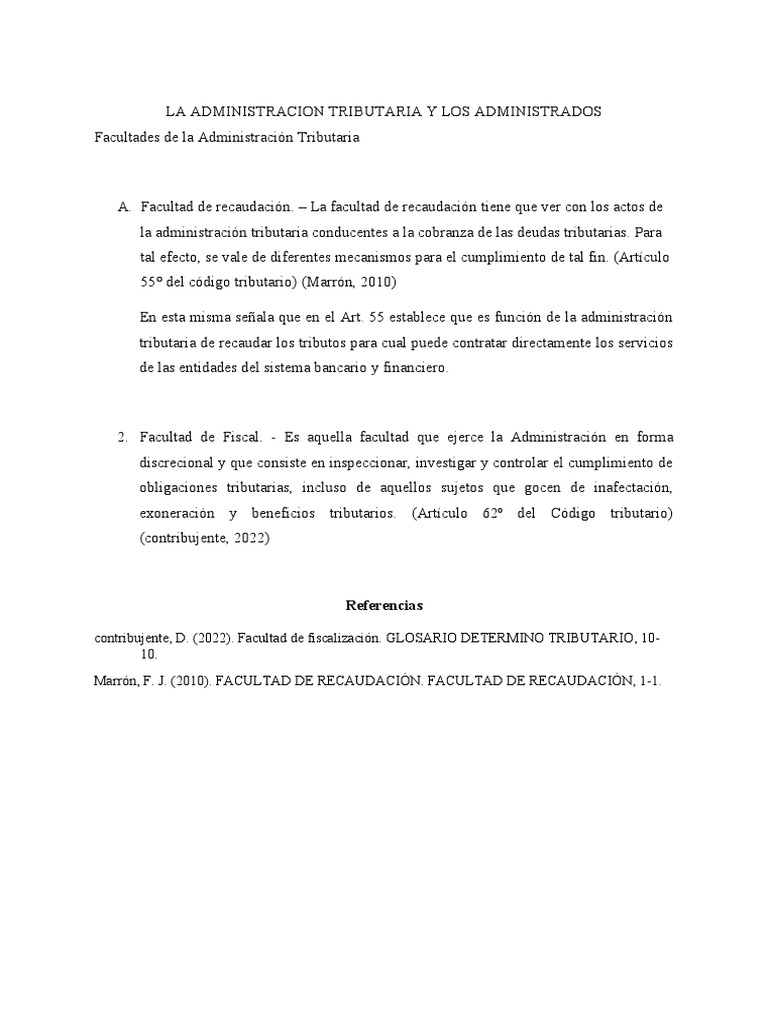 Facultades de Administración Tributaria | PDF | Finanzas y dinero