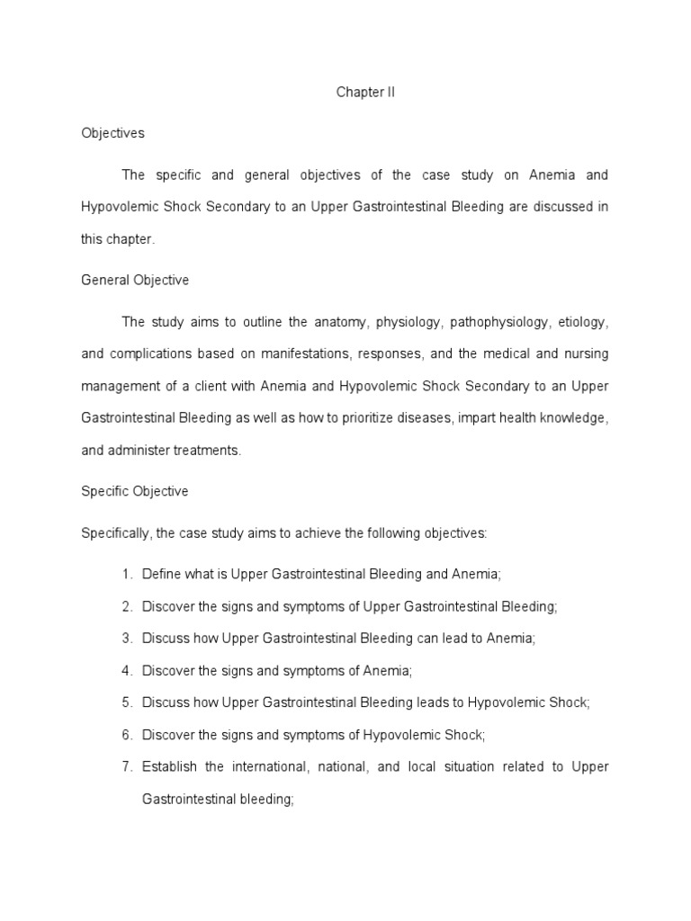 Chapter II - Anemia and Hypovolemic Shock Secondary To An Upper ...