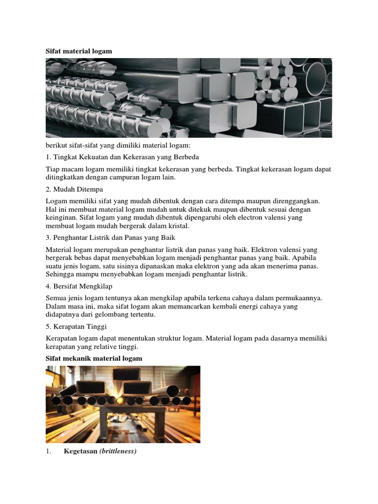 Sifat Material Logam Dan Perawatan Logam | PDF | Griya & Taman | Sains ...