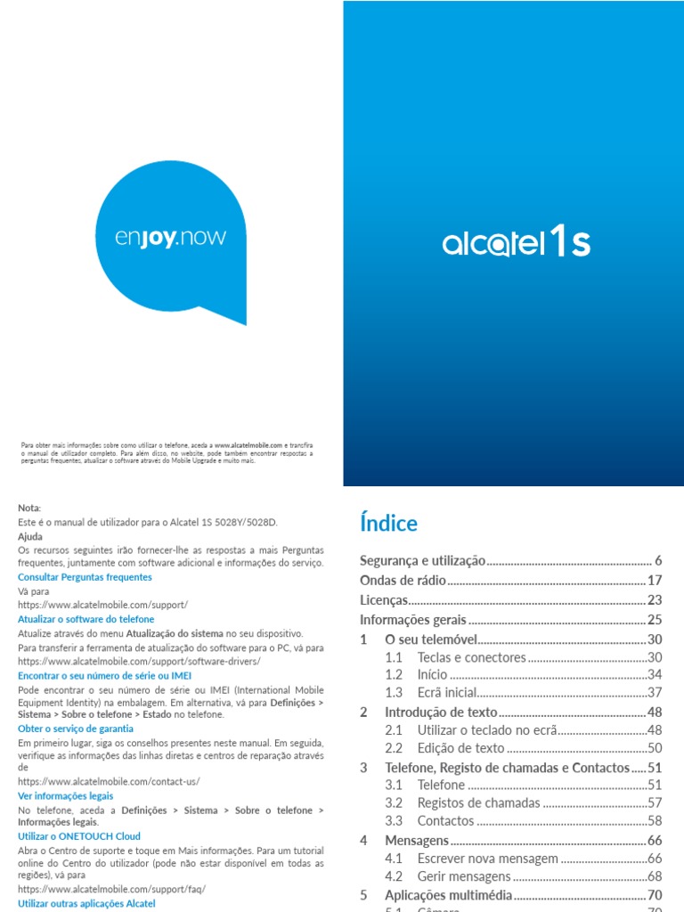 Alcatel-1S 5028Y 5028D-UM PT V0.1 20200220 | PDF | Celulares | Bluetooth