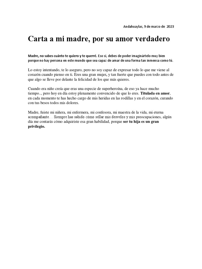 Carta A Mi Mama Pdf