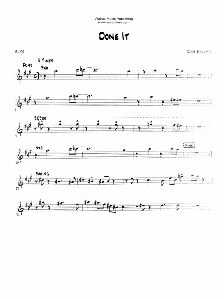 Done It - Jazz Combo Arrangement | PDF