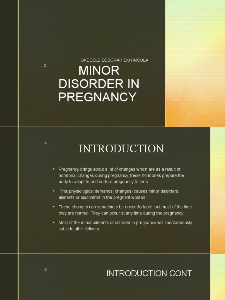 Minor Disorder in Pregnancy | PDF | Edema | Heartburn