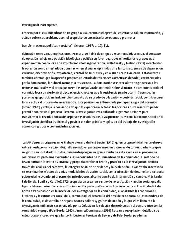 Investigación P-WPS Office | PDF | Investigación de acción participativa | Investigación para la ...