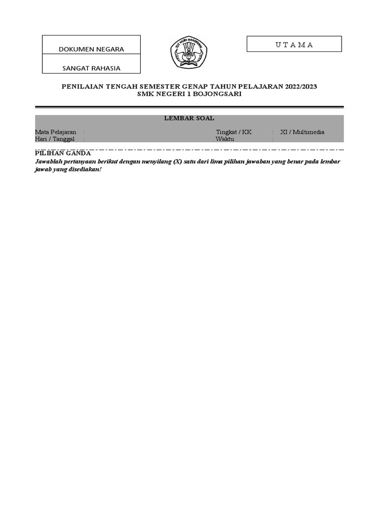 Cover Soal Ats-Pts | PDF