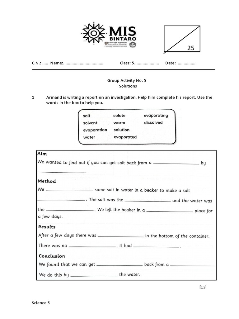 SCIENCE 5 GA #5 Solution | PDF | Industrial Processes | Secondary ...