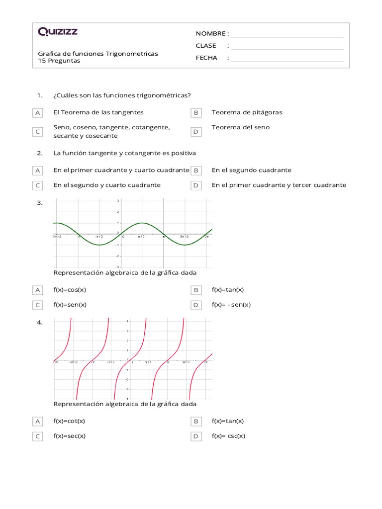 Grafica de Funciones Trigonometricas PDF | PDF | Funciones trigonométricas | Trigonometría