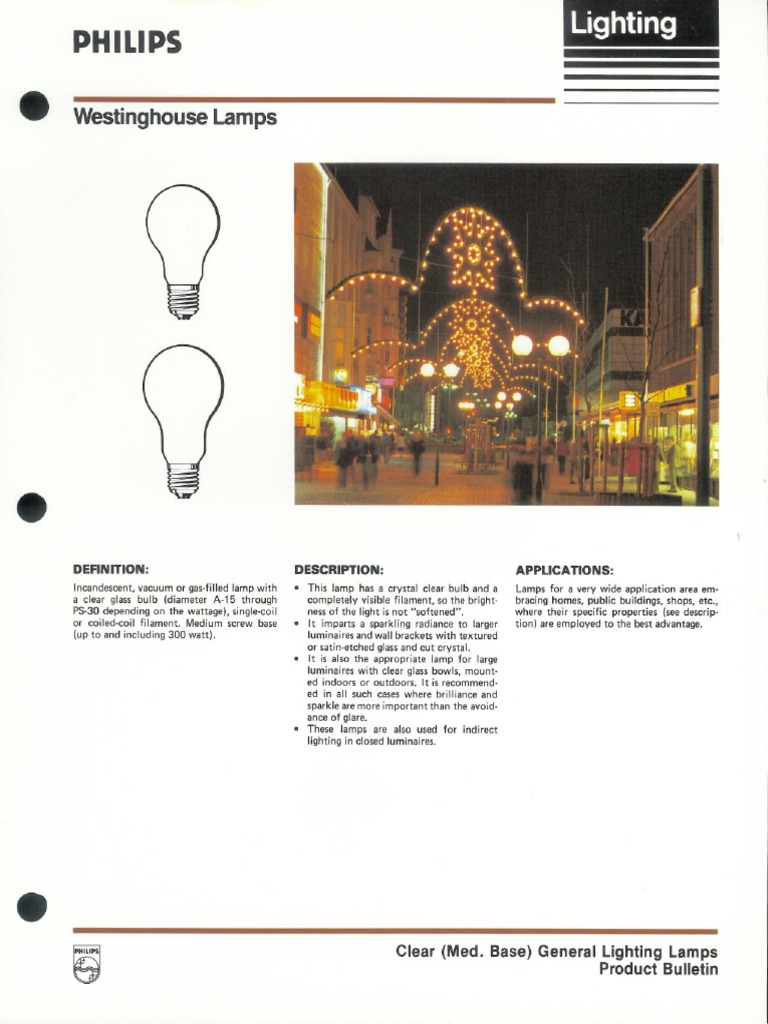 Philips Clear (Medium Base) General Lighting Lamps Bulletin 11-84 | PDF