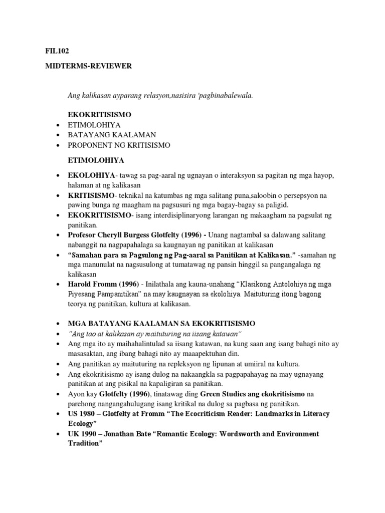 Fil 102 Reviewer | PDF