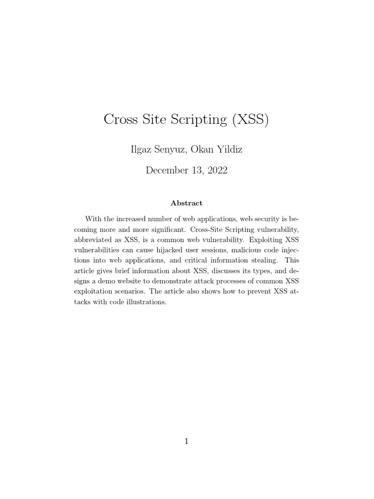 Cross Site Scripting (XSS) | Download Free PDF | World Wide Web | Internet & Web