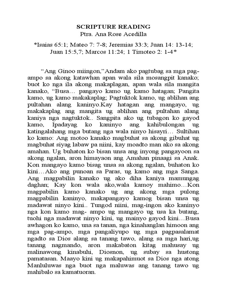 SCRIPTURE READING | PDF