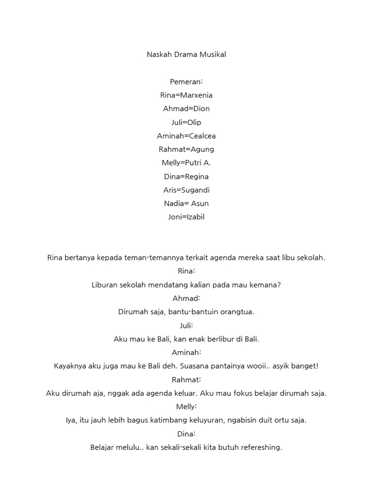 Naskah Drama Musikal | PDF