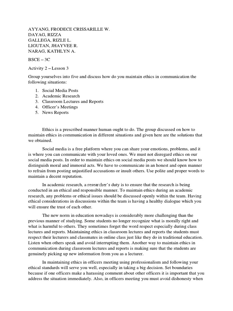 Activity-2 Lesson-3 GroupActivity | PDF | Social Media | Popular Culture & Media Studies