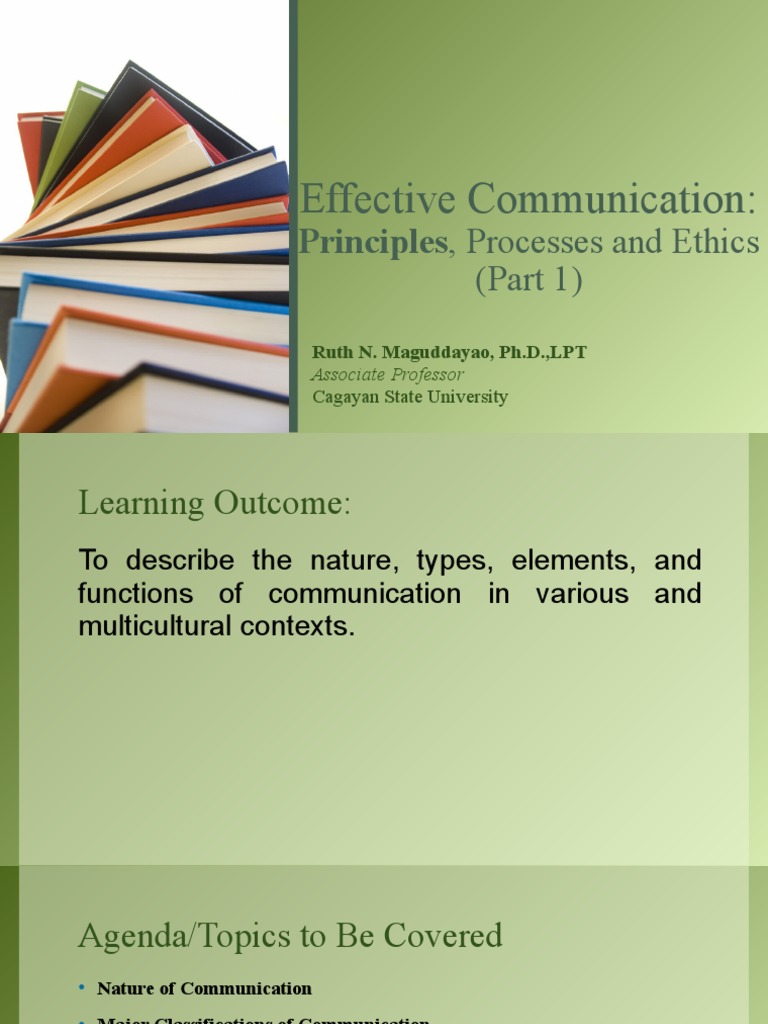 Lesson 1 Effective Communication Principles Processes and Ethics | PDF