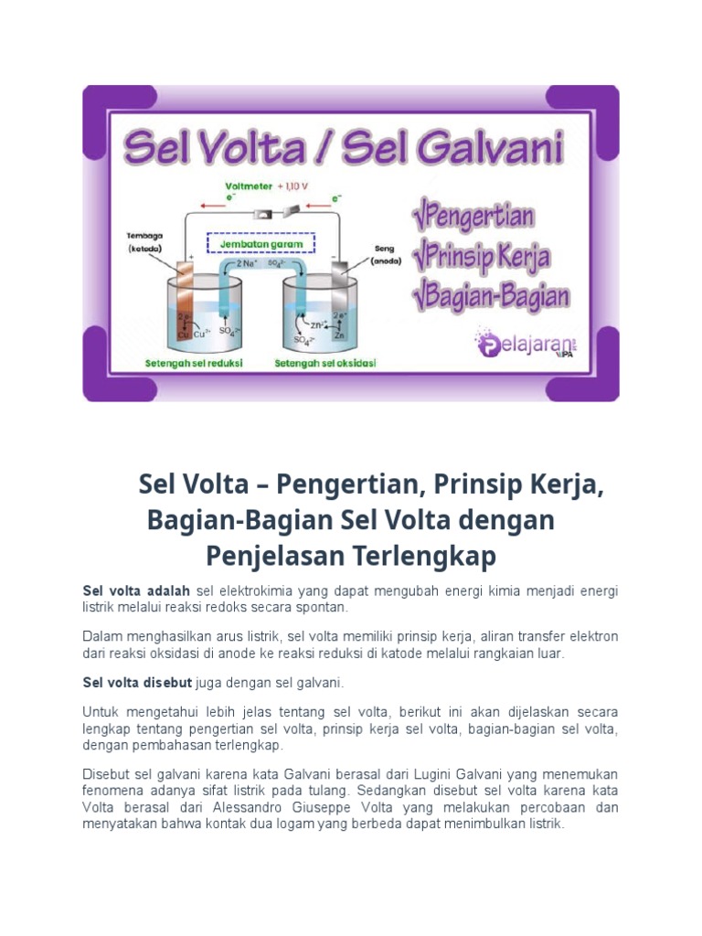 "Sel Volta: Prinsip dan Bagian" | PDF