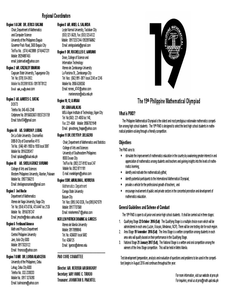 19th PMO Brochure UPDATED 08 Oct 2016 PDF | PDF | Sat | Science