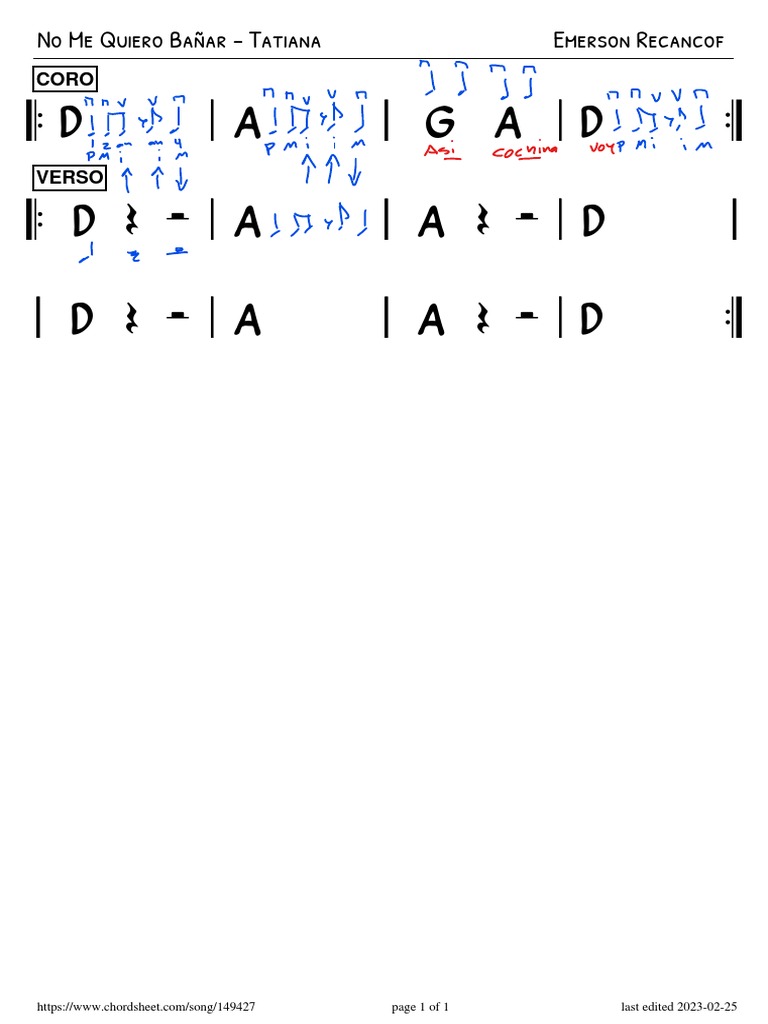 No Me Quiero Bañar Chart PDF | PDF