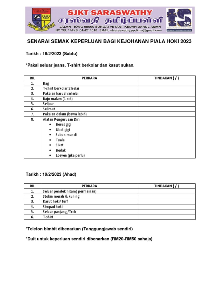 Checklist Hoki | PDF
