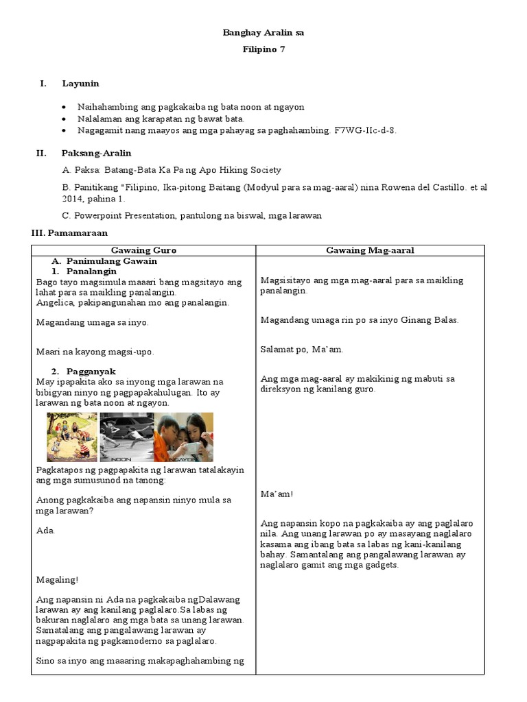 Banghay Aralin Sa Filipino 11 | PDF