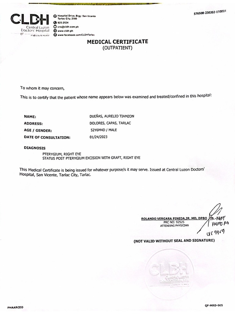Medical Certificate Sample | PDF