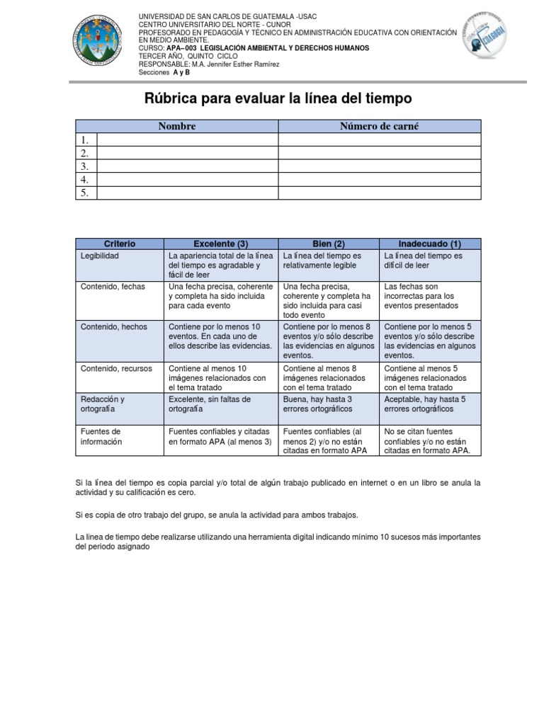 Rúbrica para Evaluar La Línea Del Tiempo | PDF Rúbrica para Evaluar La Línea Del Tiempo | PDF