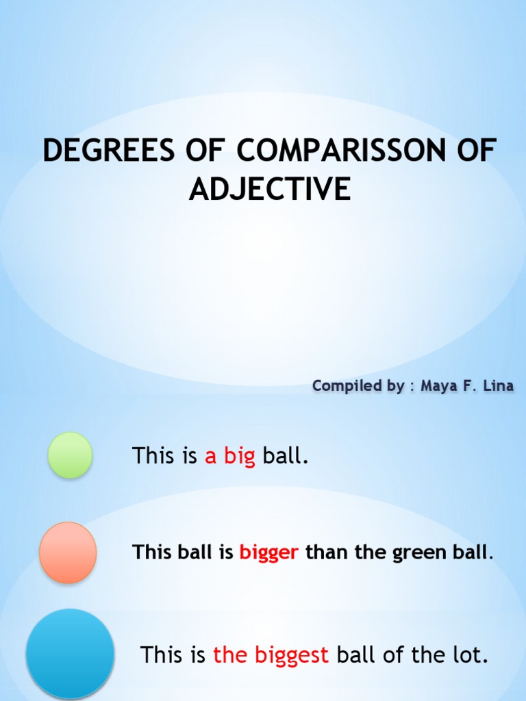 Degrees of Comparisson of Adjective: Compiled By: Maya F. Lina | PDF ...