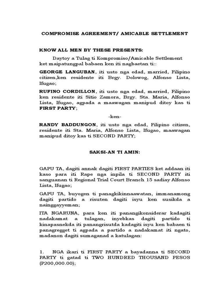 Ilocano Agreement | PDF