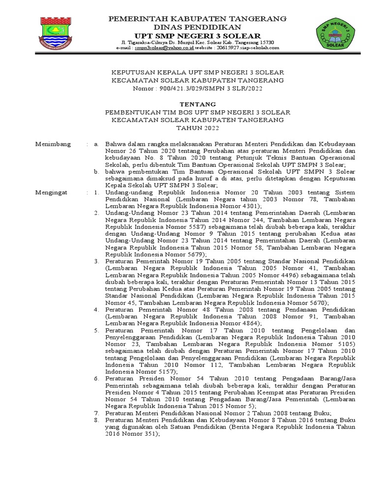 SK Tim Bos Terbaru | PDF