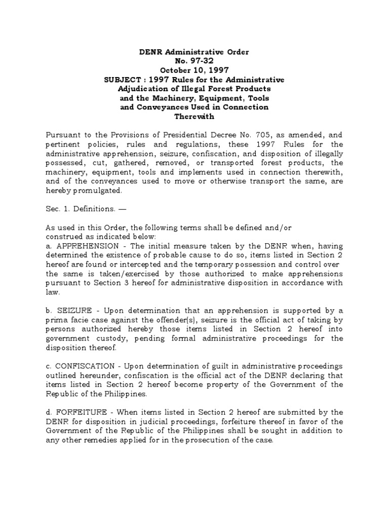 DENR Administrative Order 97-32 | PDF | Bail | Prosecutor