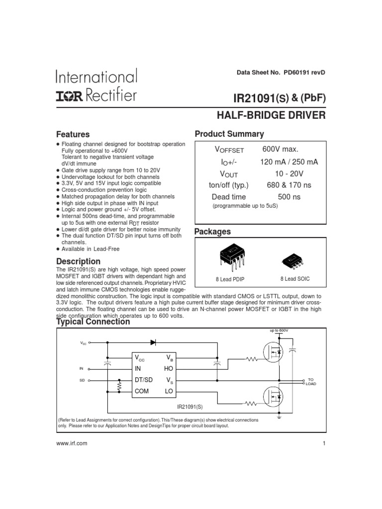 Infineon IR21091 DS v01 - 00 EN | PDF | Logic Gate | Electronic Design