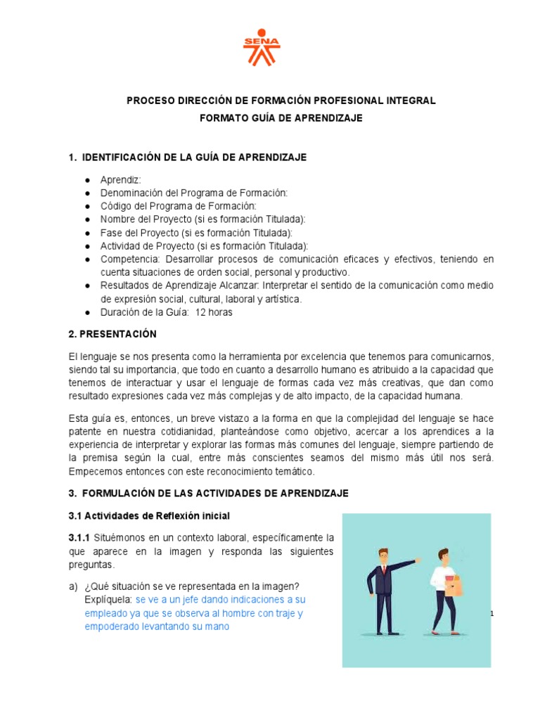 Guía de aprendizaje RAP 1. Interpretar....docx | PDF | Comunicación | Comunicación no verbal