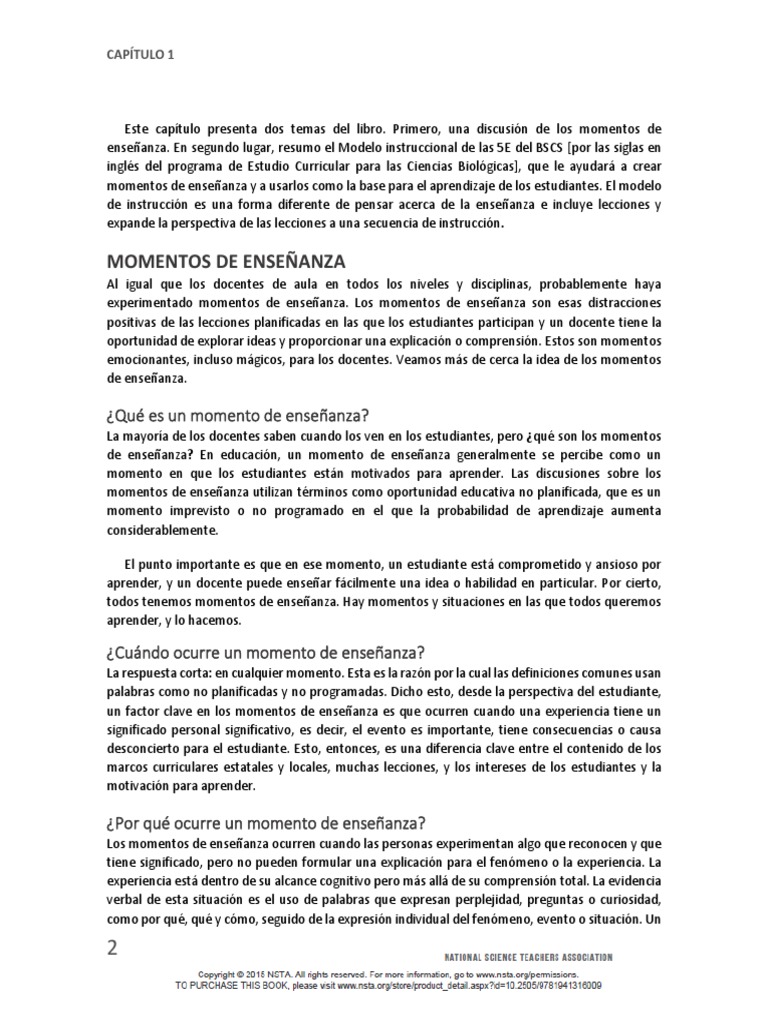 Momentos de Enseñanza y El Modelo Instruccional de Las 5E | PDF ...