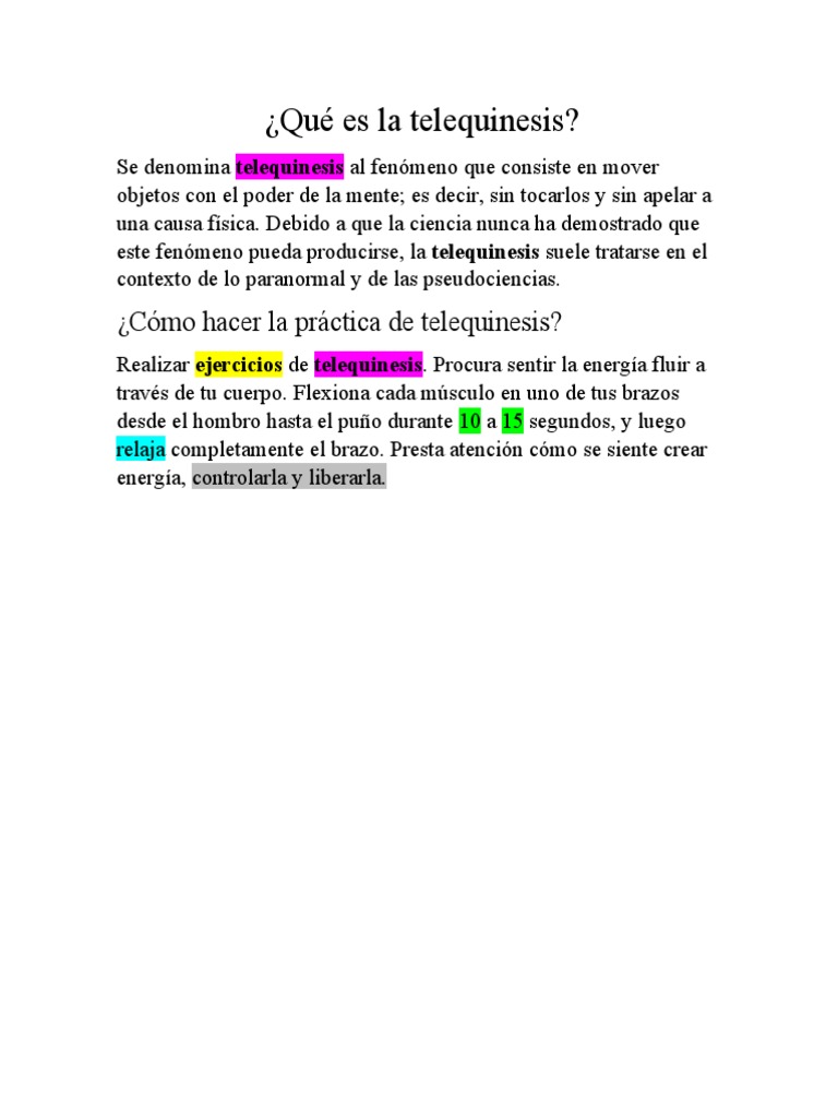 Qué Es La Telequinesis | PDF