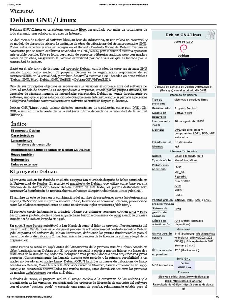 Debian GNU - Linux - Wikipedia, La Enciclopedia Libre | PDF ...