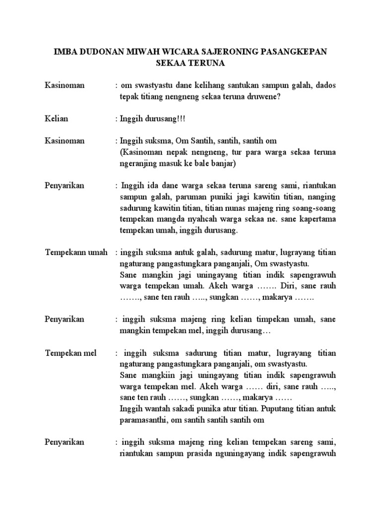 Imba Dudonan Miwah Wicara Sajeroning Pasangkepan | PDF