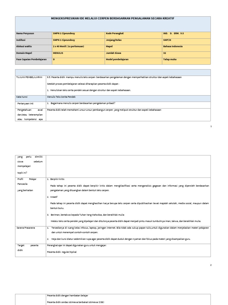 Modul Ajar SMPN 1 CPD | PDF | Karier & Perkembangan