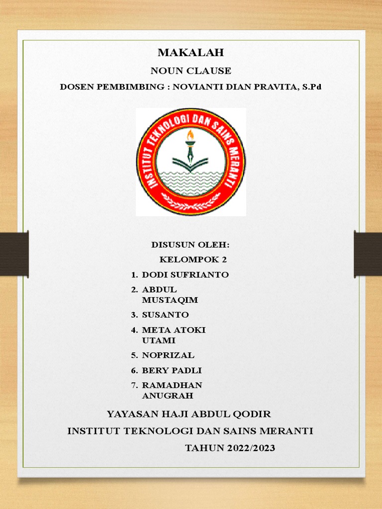 Makalah BHS Inggris Noun Clause Ok | PDF