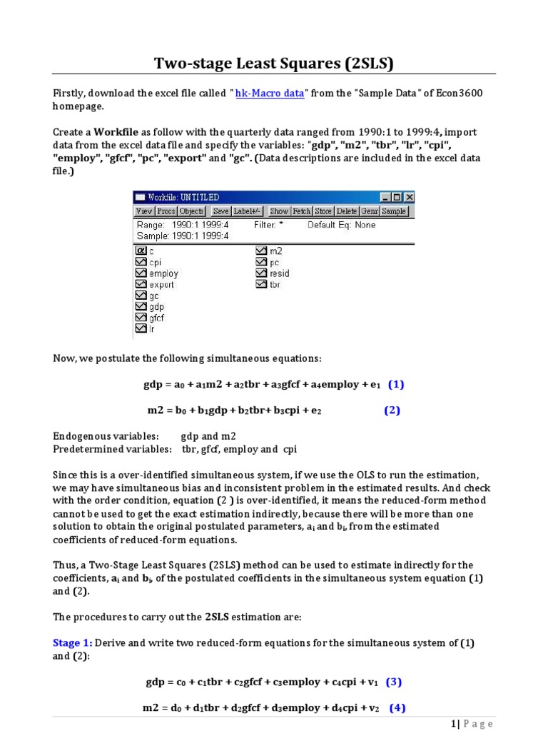 Two-Stage Least Squares (2SLS) | PDF | Instrumental Variable | Ordinary Least Squares