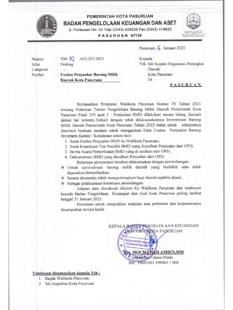 Surat Usulan Penjualan | PDF